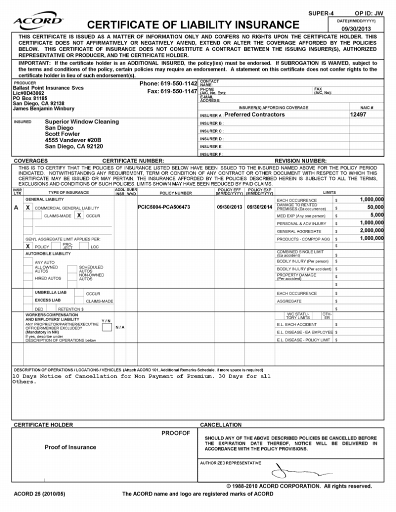 insurance - San Diego Window Cleaning & Gutter Cleaning